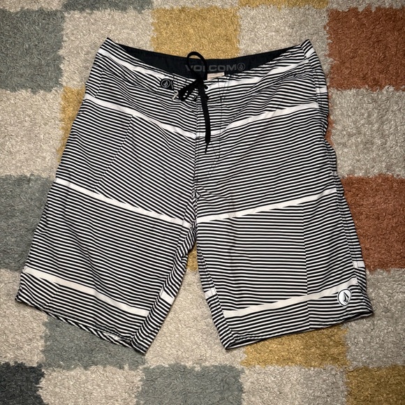 Volcom | Swim | Volcom Mens Striped Black And White Board Shorts | Poshmark